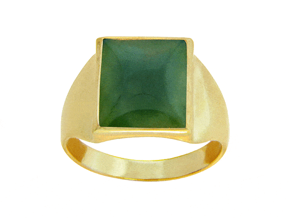 9ct gold Greenstone Large Square Mens Ring - Knights The Jewellers ...