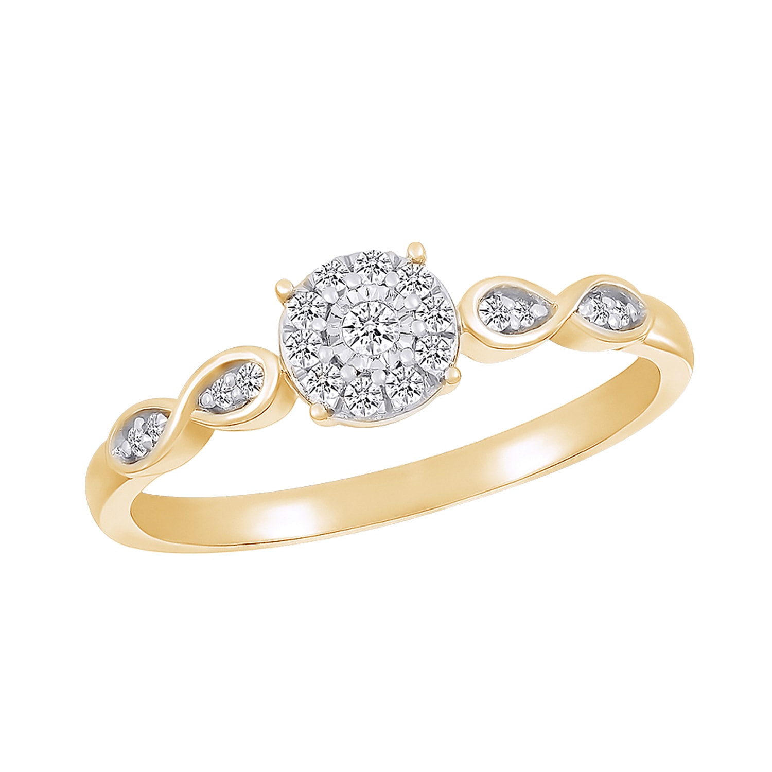 10ct YG Pave Set Halo Ring - Knights The Jewellers Online Jewellery Store