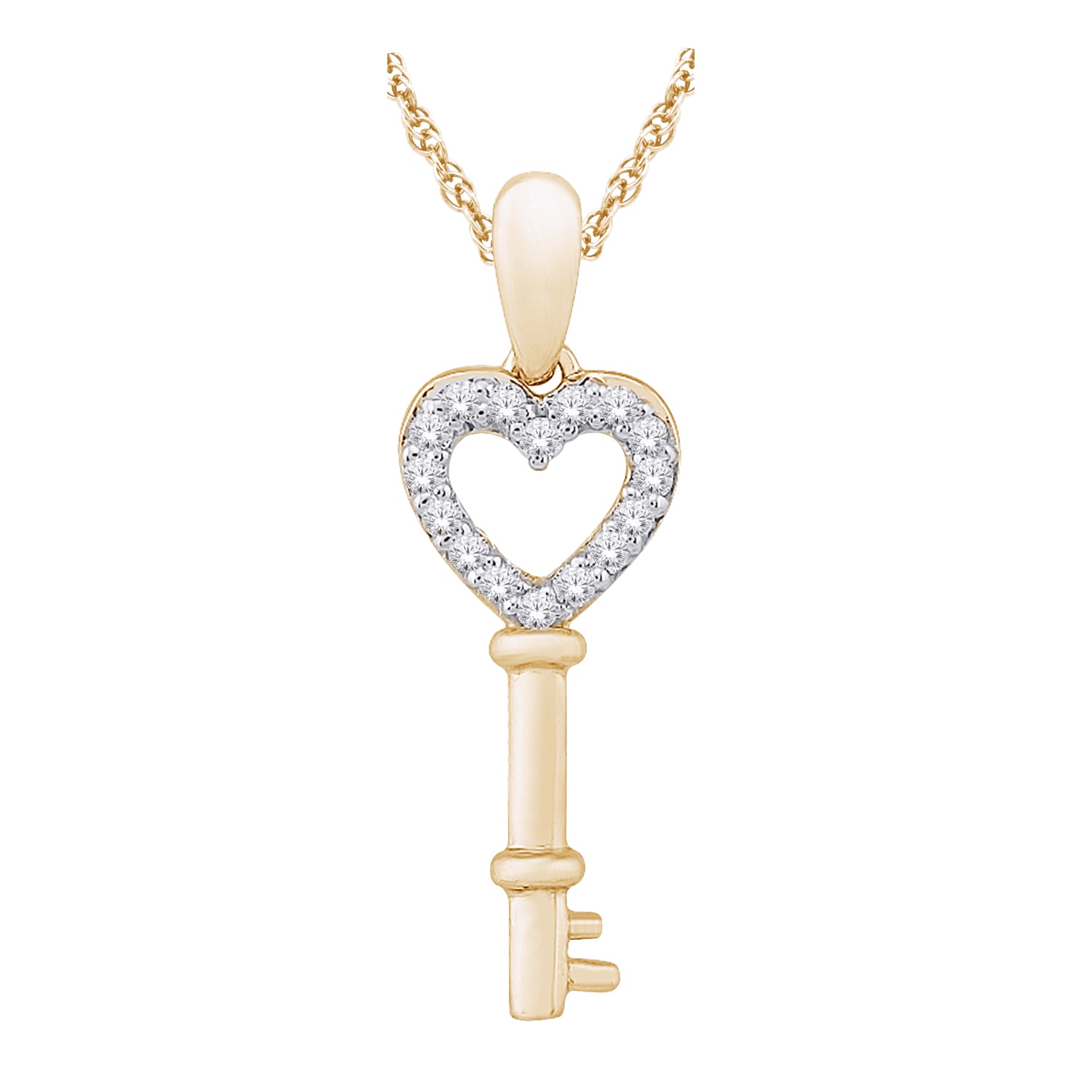 10ct YG Diamond Set Key Pendant - Knights The Jewellers Online ...