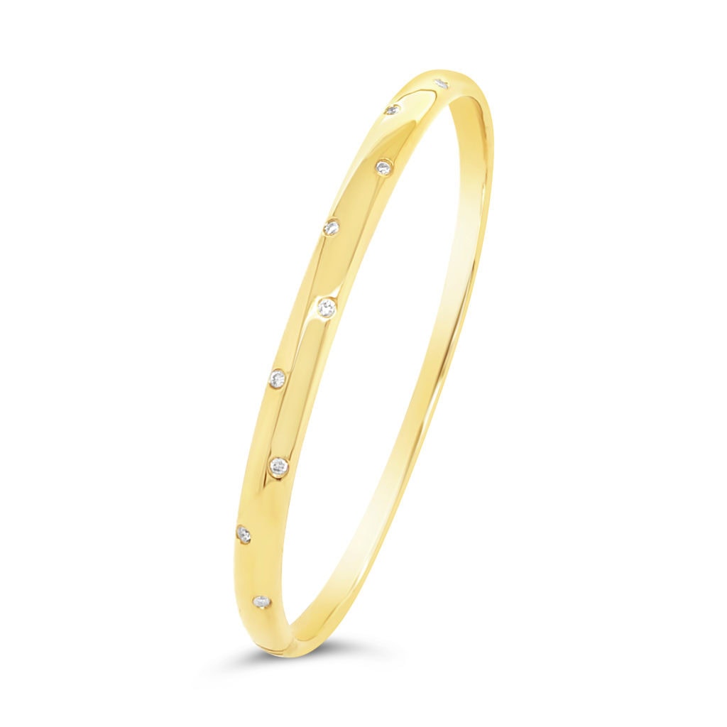 18CT Gold Diamond Punch set 0.2TDW Bangle 50x60mm - Knights The ...