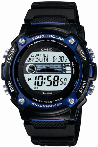 Casio Black & Blue Tide Graph Solar Watch - Knights The Jewellers ...