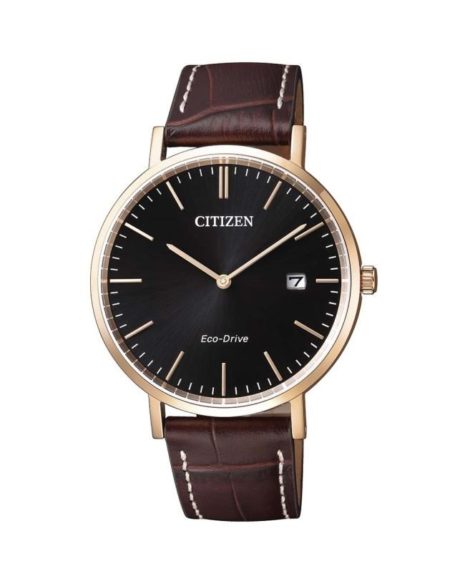 Citizen Eco-Drive Rose Gold with Brown Leather Strap - Knights The ...