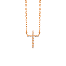 Rose Gold Cross CZ Pendant & Chain - Knights The Jewellers Online ...