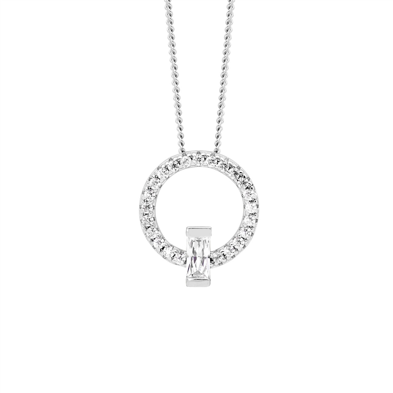 Silver White CZ Open Circle Penadant - Knights The Jewellers Online ...