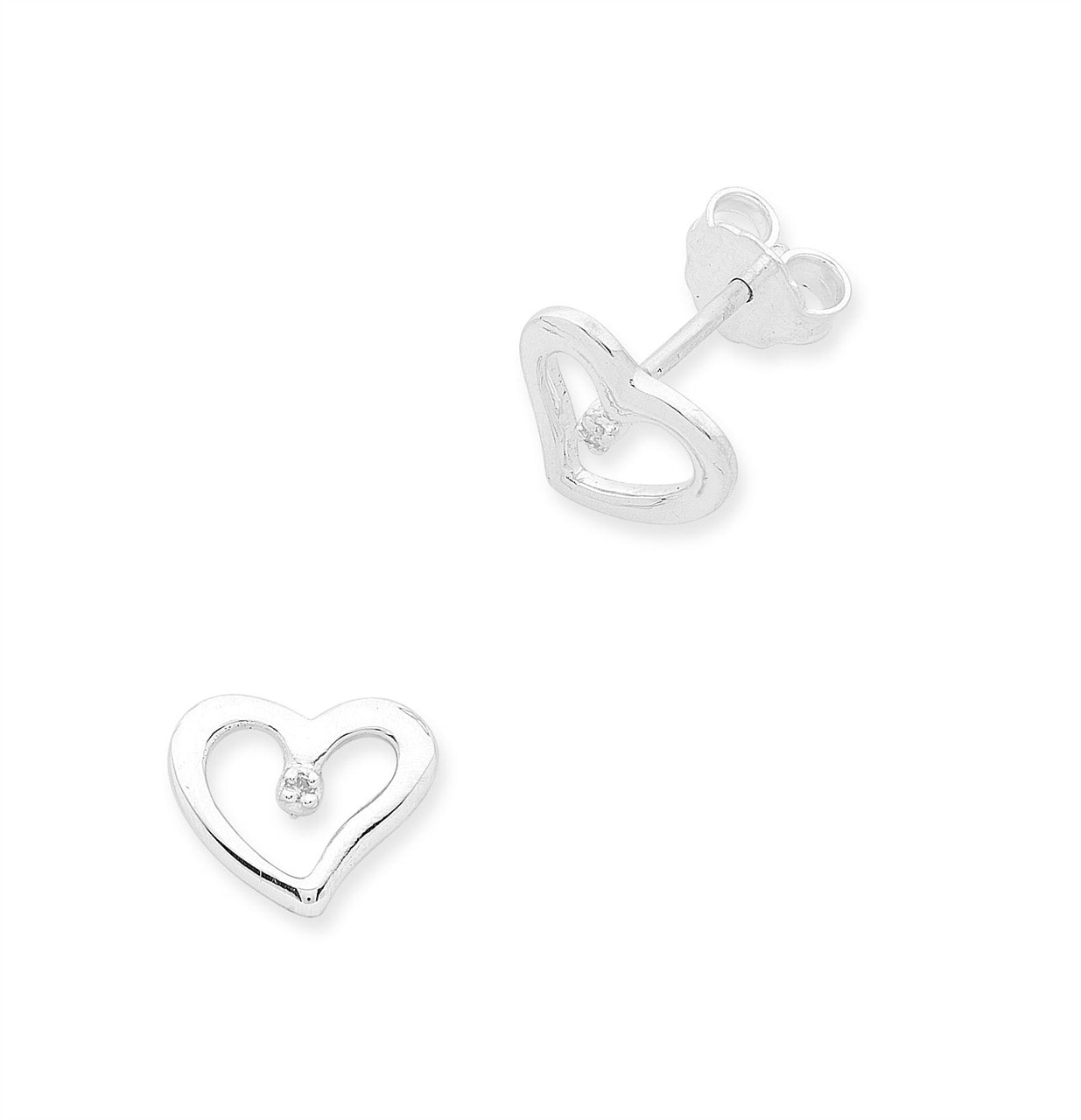 Diamonds set in Sterling Silver Heart Earrings - Knights The Jewellers ...
