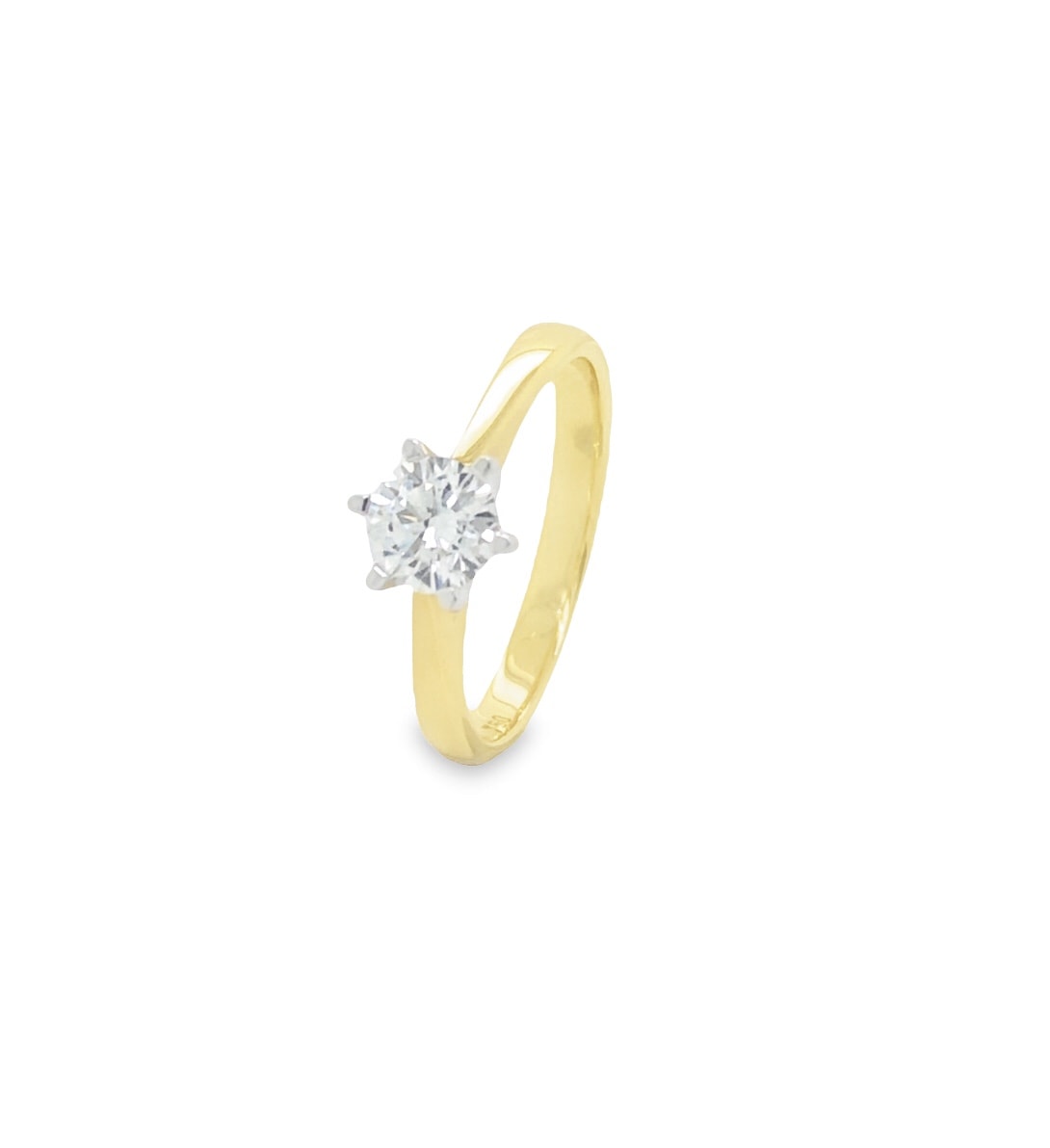 18ct Yellow & White gold Solitaire 0.7ct tdw Lab Grown Diamond Ring ...