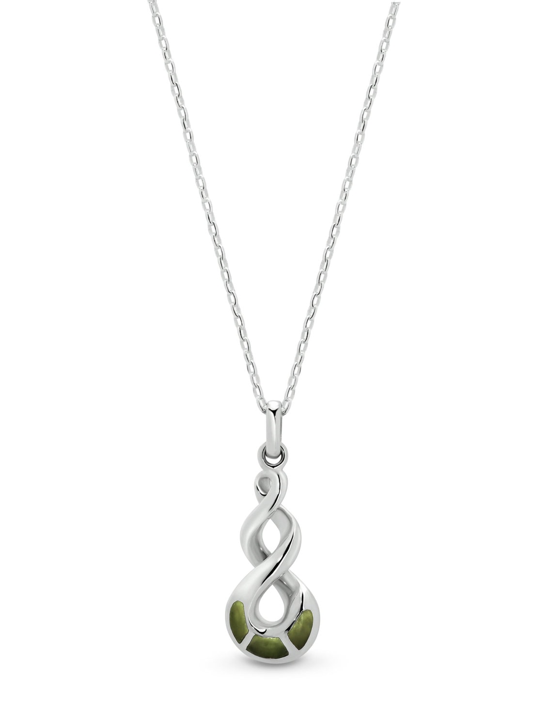 Silver Spiral Inlayed with Greenstone and Chain - Knights The Jewellers ...
