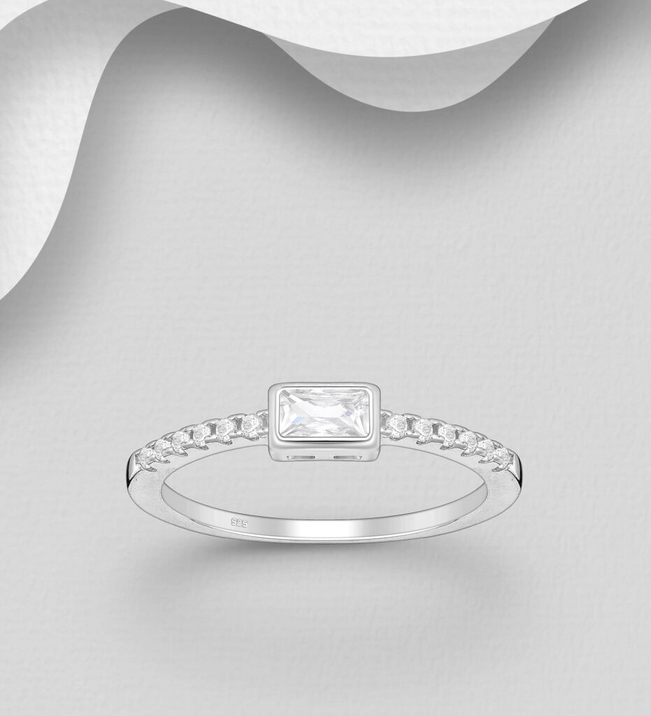 Silver Rectangle CZ Ring - Knights The Jewellers Online Jewellery Store
