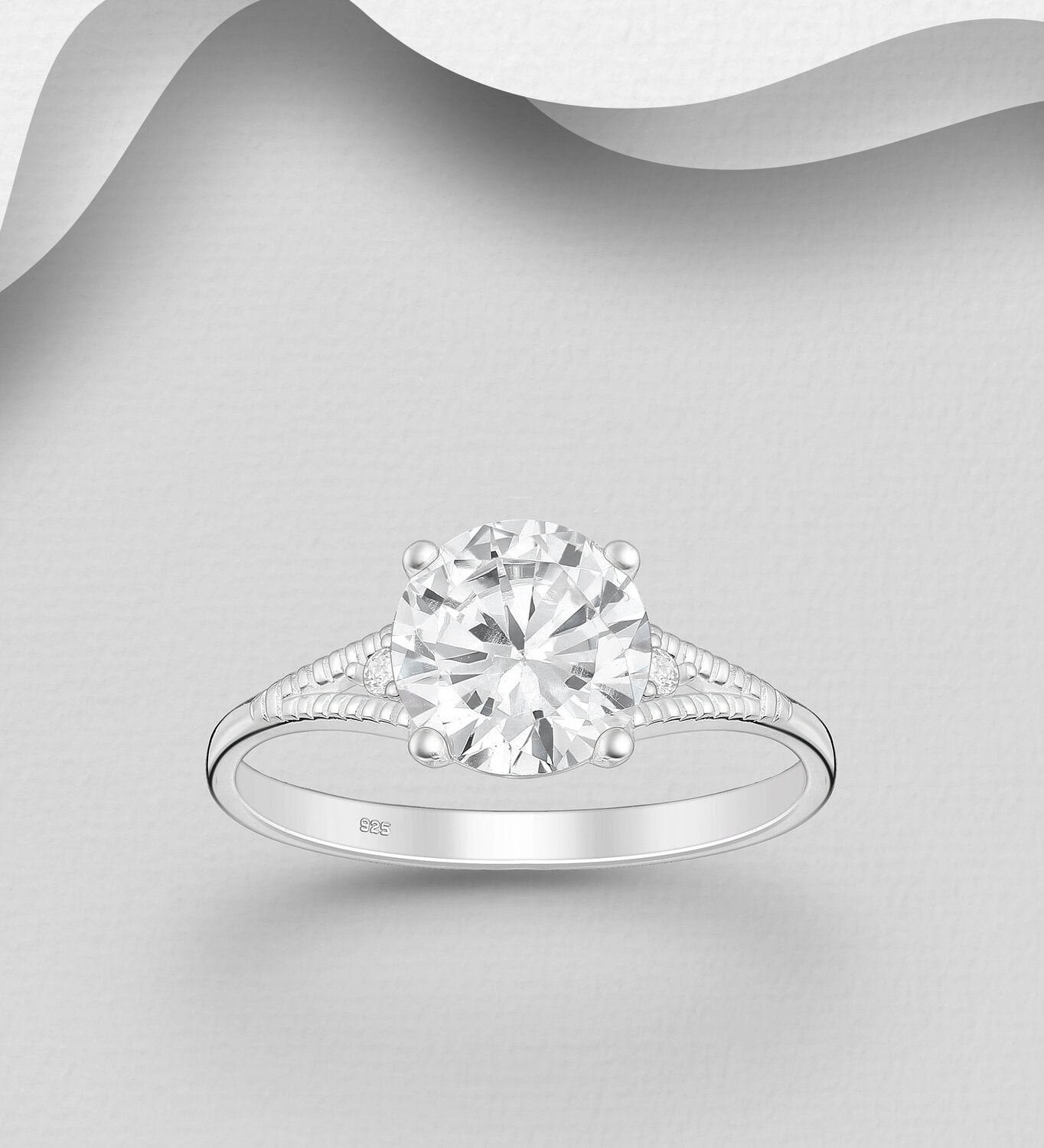 Silver 3x CZ Ring with Decorated Shoulders - Knights The Jewellers ...