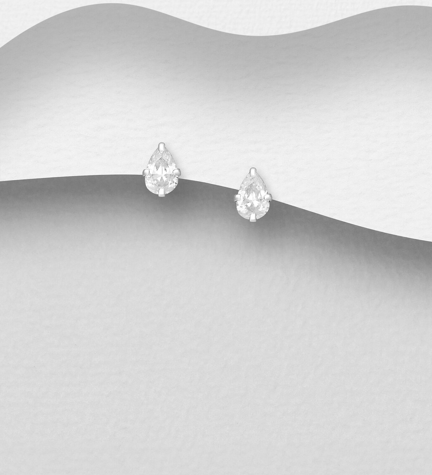 Silver Teardrop CZ Studs - Knights The Jewellers Online Jewellery Store